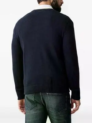BENETTON Cable-knit Striped Cardigan