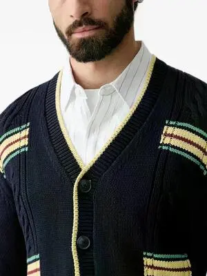 BENETTON Cable-knit Striped Cardigan