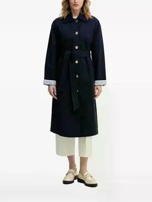 BENETTON Belted Button-up Coat - Blue