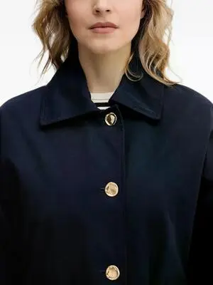 BENETTON Belted Button-up Coat - Blue