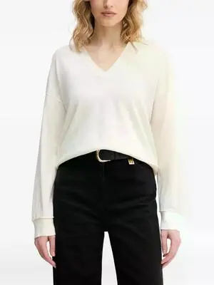 BENETTON V-neck Drop Shoulder Sweater - Neutrals