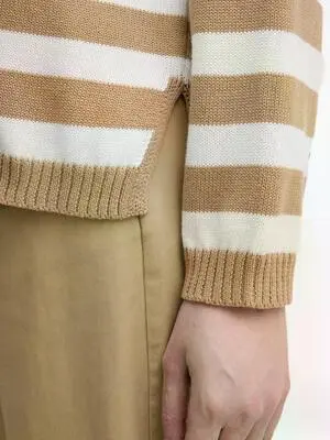 BENETTON Striped Knit Crew Neck Sweater With Side Slits