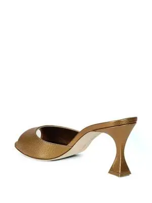 Manolo Blahnik Lizard-effect Leather Mules - Brown