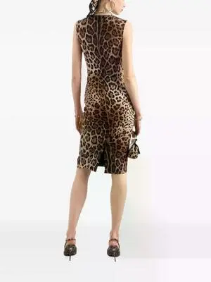 Dolce & Gabbana Leo-print Charmeuse Crewneck Dress