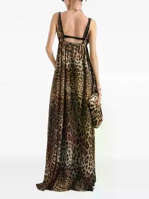 Dolce & Gabbana Leopard-print Stretch Sheer Maxi Dress
