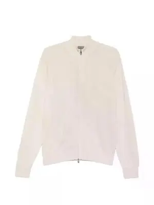 Corneliani Ribbed-knit Zip-fastening Cardigan - Neutrals