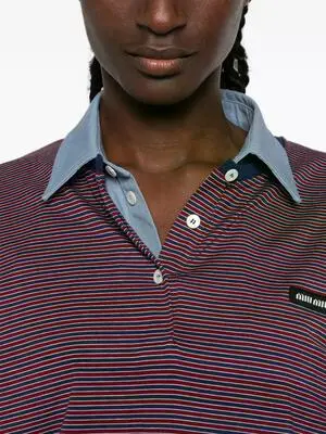 Miu Miu Striped Long Sleeve Henley Top