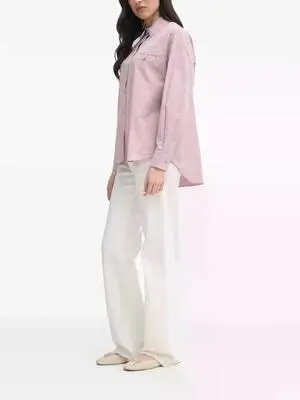 BENETTON Seersucker Pinstripe Long Sleeve Shirt - Pink