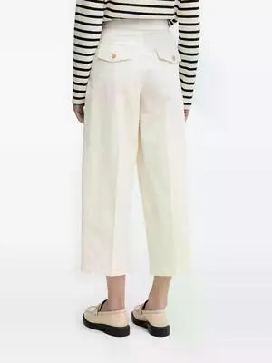 BENETTON Cream White Cropped Wide-leg Trousers