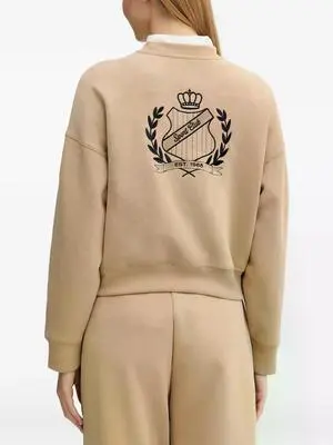 BENETTON Crew Neck Sweatshirt With Embroidered Logo - Neutrals