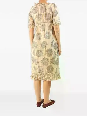 DOSA Printed Ruffled Cotton Midi Dress