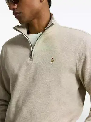 Polo Ralph Lauren Quarter-zip Logo-embroidered Sweater - Neutrals