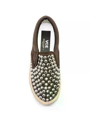GOLDEN GOOSE Stud-embellished Leather Slip-on Sneakers