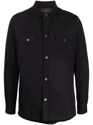 MOORER Press-stud Fastening Shirt Jacket - Blue