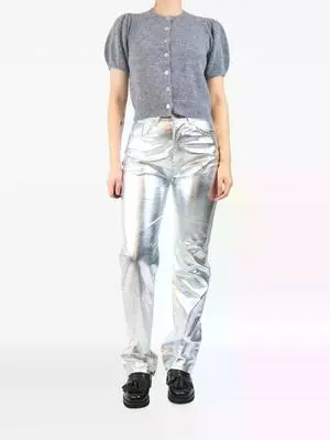 PAPER MOON Metallic-effect Straight Leg Trousers