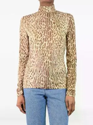Zimmermann High-neck Leopard Print Top