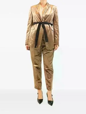 Brunello Cucinelli Velvet Belted Suit Set - Neutrals