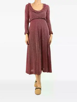 Alexa Chung Ruffled Lurex Midi Dress - Pink