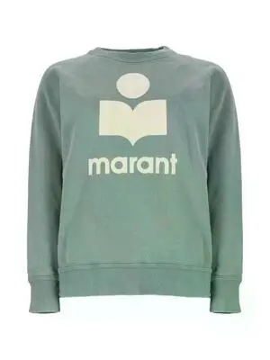 MARANT ETOILE Logo Print Raglan Sleeve Sweater - Green