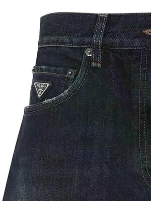 Prada Logo Plaque Denim Shorts