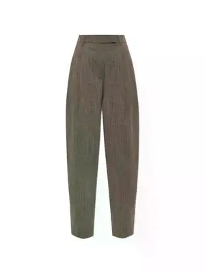 RÓHE Pleated Slub-texture Trousers - Brown