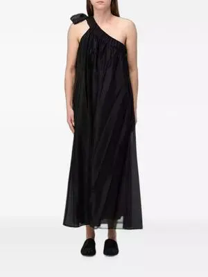 MEIMEIJ One-shoulder Pleated Maxi Dress - Black