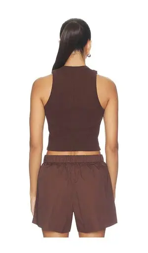 Sold Out NYC Cropped Ribbed Tank Top - Chocolate