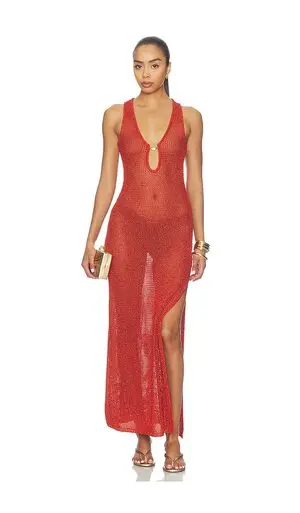RUNAWAY THE LABEL Ariya Sleeveless Knit Maxi Dress - Rust