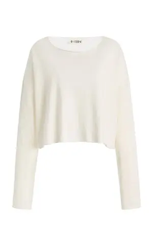 Eterne Cropped Cotton-linen Boat-neck Top - Ivory