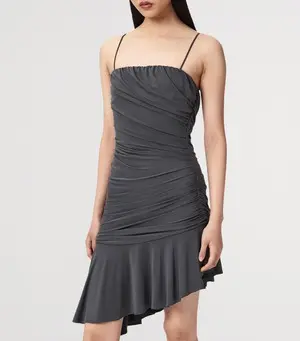 ALLSAINTS Sophia Ruched Asymmetric Mini Dress