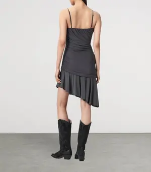 ALLSAINTS Sophia Ruched Asymmetric Mini Dress