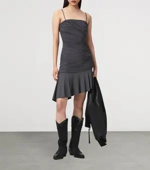ALLSAINTS Sophia Ruched Asymmetric Mini Dress
