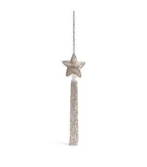 Harrods Beaded Tassel Star Tree Decoration - Silver