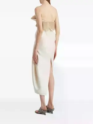 Khaite Tulle-trimmed Draped Midi Dress