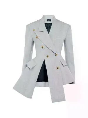 A.W.A.K.E. Mode Asymmetric Double-breasted Jacket - Grey