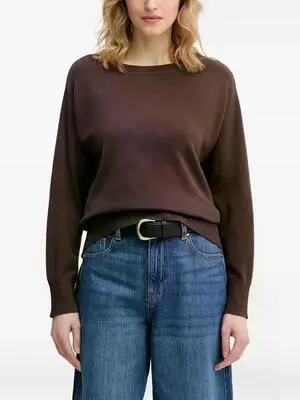 BENETTON Benetton Ribbed Trim Fine Knit Sweater Brown