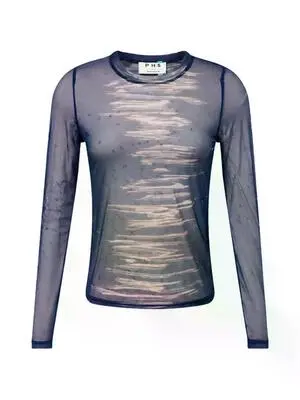 Ph5 Crystal-embellished Sheer Mesh Top - Blue