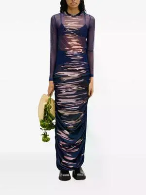 Ph5 Crystal-embellished Sheer Mesh Top - Blue