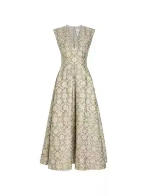 Huishan Zhang Floral Brocade Maxi Dress - Grey