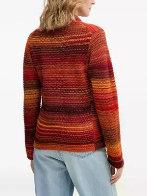 BENETTON Striped Knit Button-up Cardigan