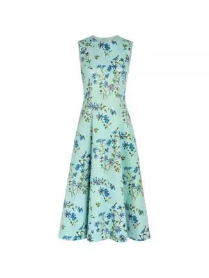 EMILIA WICKSTEAD Mara Magnolia-print Sleeveless Midi Dress - Blue