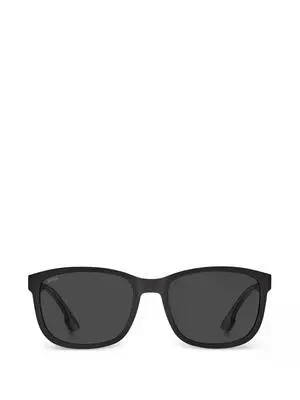 BOSS Matte Finish Rectangle Frame Sunglasses - Black