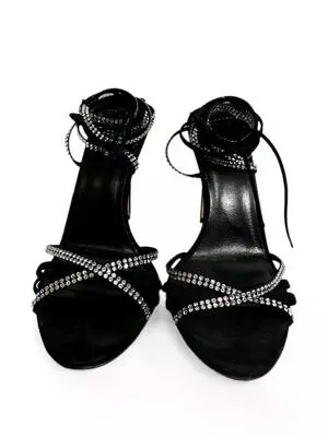 Paris Texas Suede Crystal Embellishment Stiletto Sandals