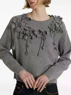 Alberta Ferretti Floral Appliqué Wool Sweater
