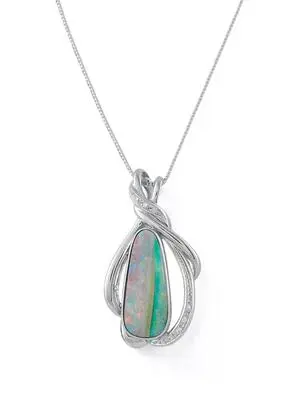 LB EXCLUSIVE Platinum Boulder Opal And Diamond Necklace - Silver