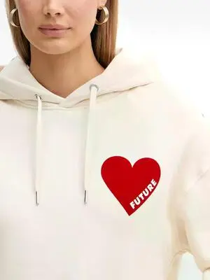 From Future Heart Print Drawstring Hoodie - Neutrals