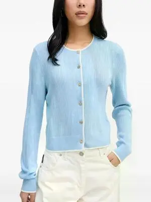 From Future Ribbed Knit Cardigan With Contrast Trim