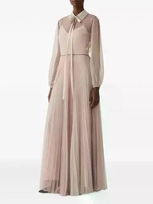Fabiana Filippi Pleated Lace-collar Maxi Dress - Neutrals