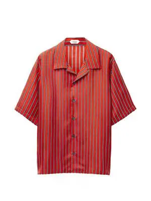 Versace Printed Silk Twill Shirt - Red