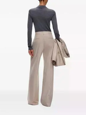 Pinko Fine-knit Long-sleeve Bodysuit With Spread Collar - Grey